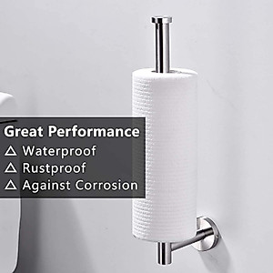 Brushed Nickel Paper Towel Holder,Under Kitchen Cabinet Towel Paper Rack,Wall Mounted Round SUS304 Stainless Steel Dispenser for Bathroom Kitchen Tissue Towel Roll,11 inch