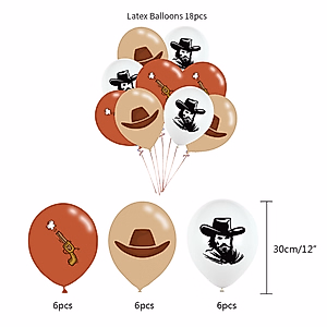 34Pcs Western Cowboy Theme Birthday Party Supplies and Decorations Western Cowboy Happy Birthday Banner,Latex Balloon, Cupcake Toppers, Set Anime Birthday Party Supplies for Kids Family