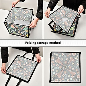 Kigai Retro Flowers Birds Cube Storage Bins, 13x13x13inch Collapsible Fabric Storage Cubes Organizer with Handles Decorative Storage Baskets for Home, Shelf, Closet