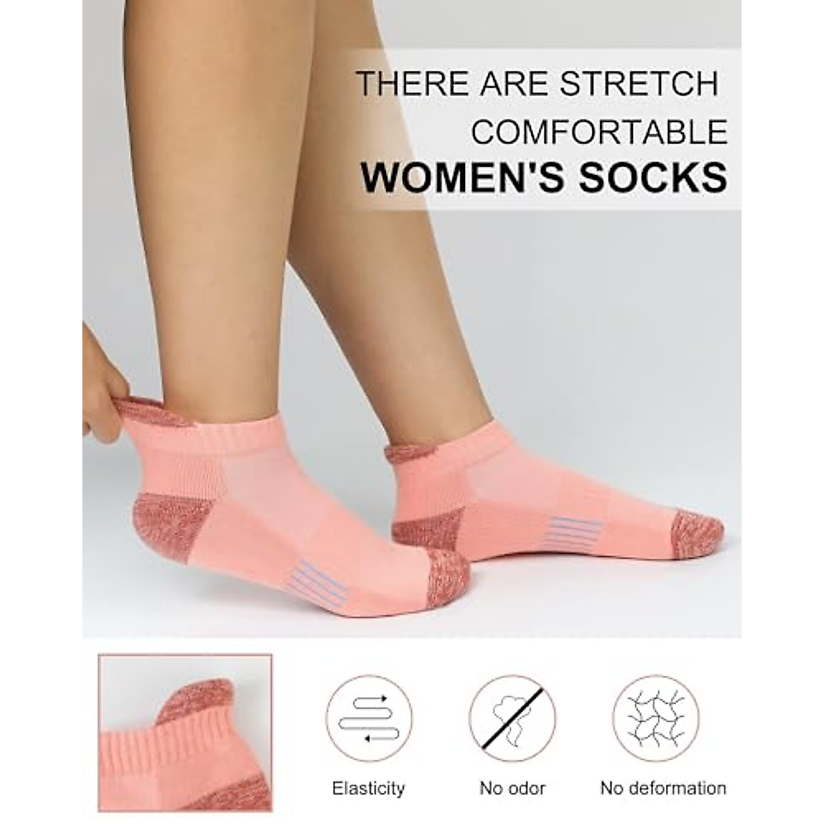 Gpooy Womens Cushioned Ankle High Running Athletic Low Cut Sports Cotton Socks 6-Pairs Multicolor 9-11