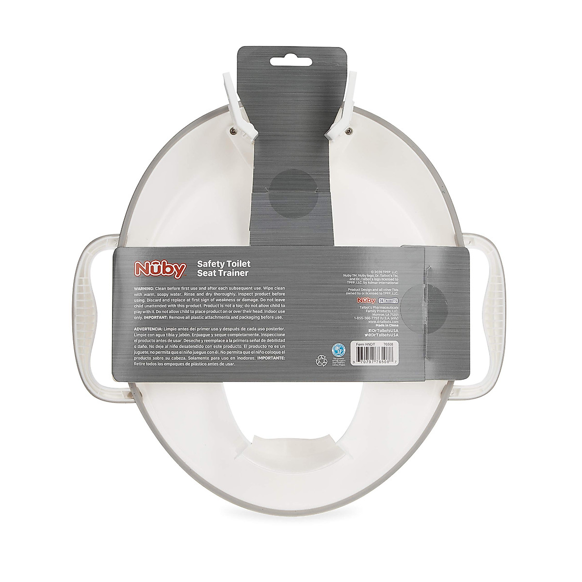 Nuby Easy Grip Safety Toilet Seat Trainer with Integrated Splash Guard for Toddlers & Kids, White, 1 Count