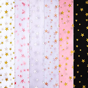 MR FIVE 120 Sheets Metallic Star Tissue Paper Bulk,20" x 28",Tissue Paper for Packaging,6 Colors Gift Wrapping Tissue Paper for Gift Bags,Crafts,Birthday,Baby Shower,Weddings,Holiday Party Decoration