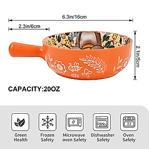 AzjioLi Soup Bowls with Handles - 20oz French Onion Soup Bowls,Soup Crocks Oven Safe,Ceramic Soup Bowls for Salad Pasta Cereal,Cute Cartoon Bowls Microwave Safe(Red Rabbit)