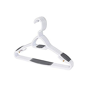 Set of 5 Deluxe Non Slip Hangers by Neatfreak! - Space Saving Hangers for Clothes, Pants, Jackets and Shirt 5 Pack,White/Grey