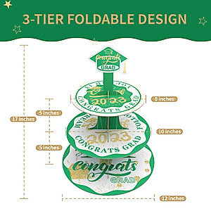 Class of 2023 3-Tiered Graduation Cupcake Stand for 24 Cupcakes, Disposable Cupcake Tower Stand, Perfect for Grad Themed Party Decor Graduation Dessert Favors Supplies (Green)