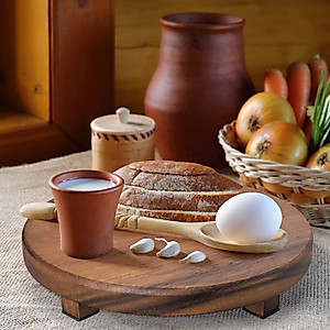 kulusion Walnut Wood Pedestal Stand, Decorative Wood Riser For Display, Farmhouse Decor Soap Tray, Displays Your Plant Bottles Candles for Your Home (Round,9 x 1.57Inch)