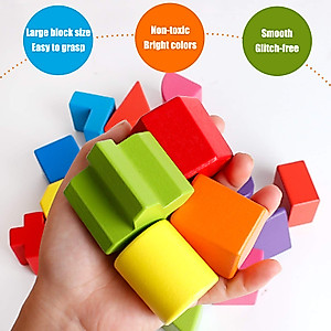 BESTAMTOY Shape Sorter Toy My First Wooden 12 Building Blocks Geometry Learning Matching Sorting Gifts Didactic Classic Toys for Toddlers Baby Kids 31 Years Old Up Fourteen Hole Toy