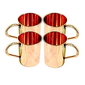 PARIJAT HANDICRAFT Classic Solid Copper Moscow Mule Mugs Pure Solid Copper No Lining Smooth Finish 16 oz Copper Mug (4)