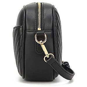 lola mae Quilted Crossbody Bag, PU Lightweight Shoulder Purse Top Zipper Tassel Accent Black Purse(Black-729)