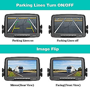 Nuoenx Wireless Backup Camera, 7 Inch Monitor Rear View Camera System for RV, Trailers, Trucks, 5th Wheels, Support 2 Cameras, IP69 Waterproof 18 LED IR Night Vision 152° View Camera, DIY Guide Lines