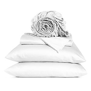 URBANHUT 800 Thread Count Egyptian Cotton Sheets King Size, Long Staple Bed Sheets, 4 Pc Bed Sheet Sets for King Size Bedding, Sateen Weave Luxury Hotel Bed Sheets Fits 16" Deep Pocket - White