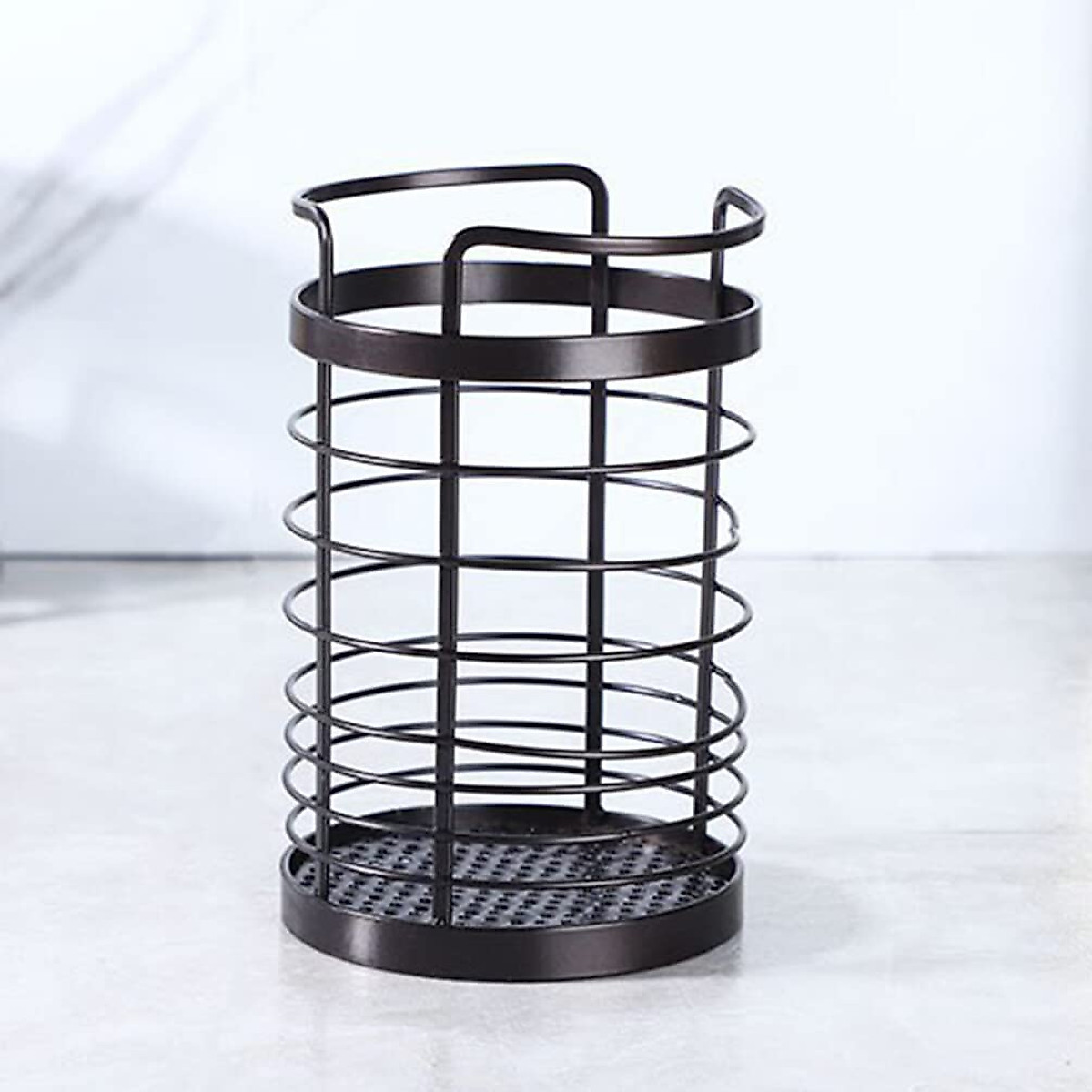 Yardwe round chopstick holder utensil basket silverware cutlery holder utensil holder kitchen tool dryer utensils sink basket home tools spoon holder iron Storage chopsticks cage