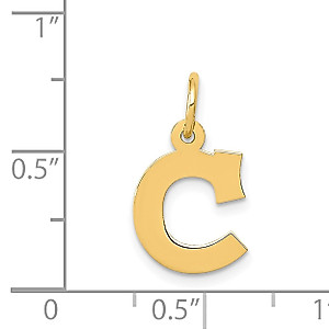 Mireval 14k Yellow Gold Small Block Initial C Charm (10 x 18 mm)