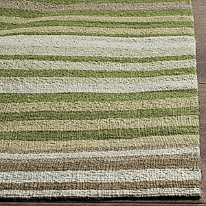SAFAVIEH Marbella Collection Area Rug - 8' x 10', Green, Handmade Flat Weave Stripe Wool, Ideal for High Traffic Areas in Living Room, Bedroom (MRB273A)