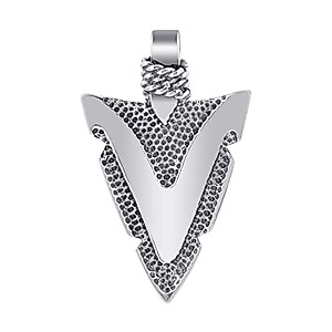 Turquoise and Coral Gemstone Inlay Southwestern Style 925 Sterling Silver Arrowhead Pendant for Women