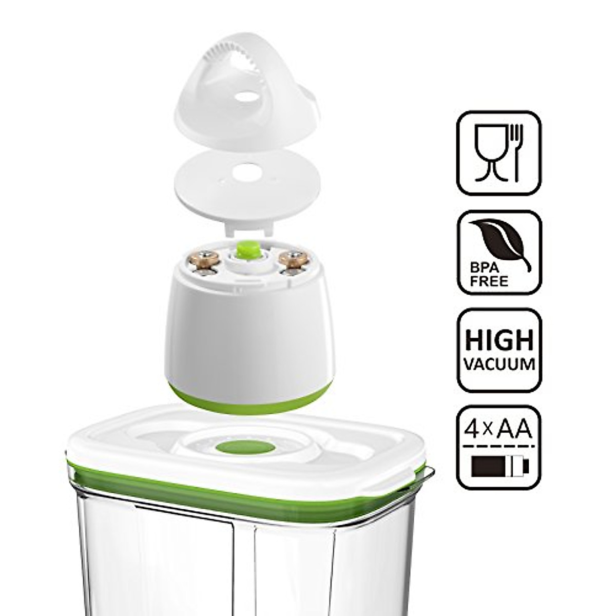 FOSa Vacuum Seal Food Storage System Reusable Container Starter Set with Vacuum and 2 Large Reusable containers