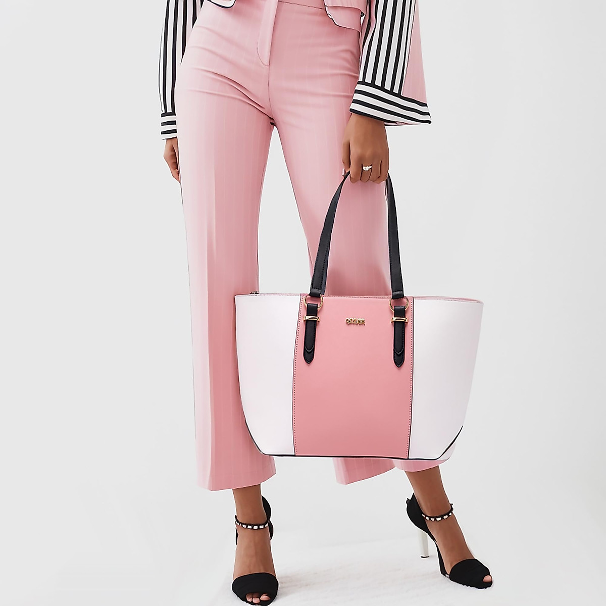 Women Purses Handbags Wallet Sets Shoulder Bags Top Handle Satchel Tote Purse Work Bag Set With Matching Wallet 3pcs WhitePink