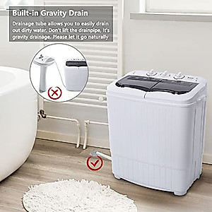 Portable Waher and Dryer, 14.8 lbs Mini Small Washing Machine Combo with Spin Dryer, Compact Twin Tub Laundry Washer Machine for Apartments, Camping,Dorms, Laundry, College Rooms, Rv’s