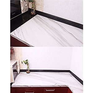 White Marble Adhesive Paper Gloss Vinyl Wrap For Kitchen Countertop Peel Stick Shelf Liners Decal 15.8inch by 79inch