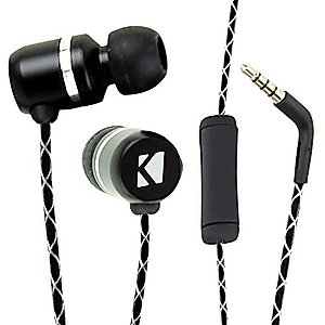 KICKER Microfit 46EB94 Wired Earbuds | in-Ear Noise-Isolating Earphones Silicone Ear Tips 3 Sizes | in-Line Mic and Multi-Function Button | Clear Crisp Treble