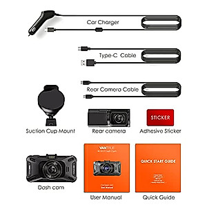 Vantrue X4S Duo True 4K Dual WiFi Dash Cam with Free APP, 4K+1080P Front and Rear Dash Camera, 24 Hours Parking Mode, Super Night Vision, Motion Detection, Front 60FPS, Capacitor, Support 512GB Max