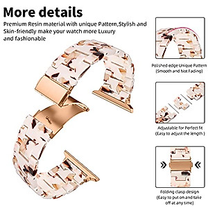 GEAK Compatible with Resin Apple Watch Bands 40mm 38mm 41mm for Women Men, Stylish Resin Bracelet with Stainless Steel Buckle for iWatch Bands 38mm Womens Series 8/7/6/5/4/3/2/1/SE/Ultra Nougat White