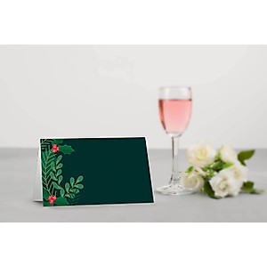 Table Place Card, Christmas Themed Tent Style Cards, Pack of 25 Half-Fold Reception Place Card, Perfect for Christmas Party, Birthday, Wedding, Bridal Shower, Baby Shower, Banquet C20