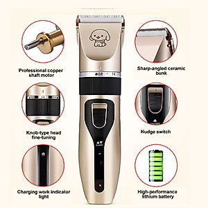 TITA-DONG Heavy Duty Pet Grooming Clippers Kit, Ceramic Material, Low Noise, Suitable for Small Dogs, Cats, Birds, and More