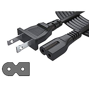 Pwr Extra Long 12Ft 2 Prong Polarized-Power-Cord for Vizio-LED-TV Smart-HDTV D-E-M-Series Others 2 Slot Adapter-AC-Wall-Cable: IEC-60320 IEC320 C7 to NEMA 1-15P