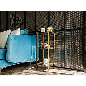 ikloo 3-Tier Metal & Glass Black Shelf, Shelving Display Rack, Open Glass Shelves; Multifunctional Freestanding Storage for Living Room, Bathroom, Home Office, Hallway, Bedroom Organization Rack.