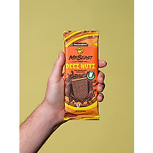 Feastables MrBeast Milk Chocolate Bars with Peanut Butter - Deez Nuts - Made with Grass-Fed Milk Chocolate and Organic Cocoa. Only 7 Ingredients, 10 Count