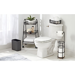 mDesign Farmhouse Metal Wire Storage Organizer, Holder Bin Basket Shelving Organization for Closet, Entryway, Bedroom, Bathroom, Home Office - Black