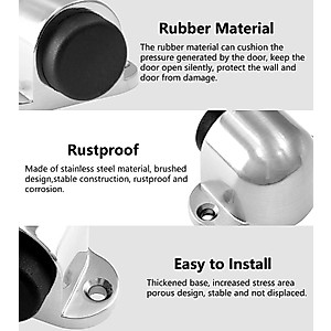 PHITUODA 1.3 Inch / 33mm Heavy Duty Floor Door Stopper, Floor Mount Door Stop with Silent Rubber Bumper, Stainless Steel Brushed Finish - Pack of 1