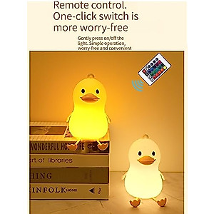 Hasdlga Duck Silicone Night Light,Cute Duck Kids Lamp,16 Colors Changing Remote Control Night Lights,Rechargeable Dimmable Nursery Lamps Bedroom Decor Birthday Xmas Gift