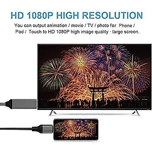 [Apple MFi Certified] Lightning to HDMI Adapter for Phone to TV,Compatible with iPhone,iPad, Sync Screen Connector Directly Connect on HDTV/Monitor/Projector NO Need Power Supply（6.6FT）