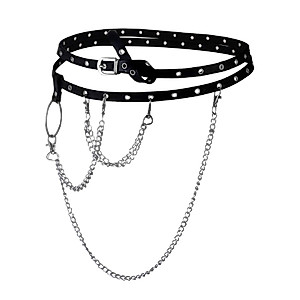 MILAKOO Eyelet Grommet Waist Belt for Women Pu Outfit Accessory for Stage Show Halloween Wear Decor
