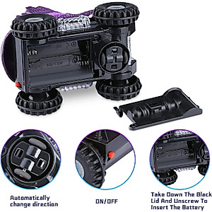 Dinosaur Cars, Dinosaur Toys for Kids 3-5 with LED Light & Sound, Dino Toddler Toys for 3+ Year Old Boys Girls Birthday Gifts ， Automatically Change Direction Dinosaur Truck Toys (Orange & Green)