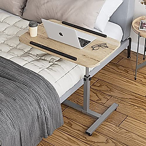 Furist Adjustable Overbed Bedside Table Rolling Laptop Desk Cart Height Adjustable Portable Mobile Laptop Tray Sit Stand Desk Tilting Hospital Bed with Wheels（0208 Grey）