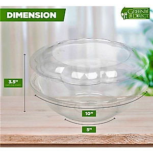Green Direct 64 oz. Salad Containers with Lids - Pack of 10 | Clear Plastic Salad Bowls for Lunch, Serving, and Mixing