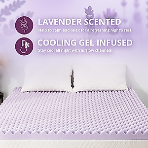 3 Inch Egg Crate Twin Memory Foam Mattress Topper, Cooling Gel Infused Foam Mattress Topper for Pressure Relief, CertiPUR-US Certified Twin Bed Topper, Purple, 38"×75"