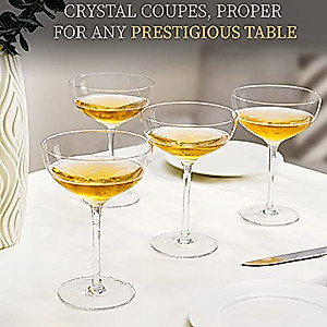 Champagne Coupe Glasses Set of 4 - Elegant Cocktail Coupe, Ideal for serving Martini, Gimlet and Manhattan - High Clarity Crystal Glassware - Excellent Addition to Your Home Bar - 10 oz