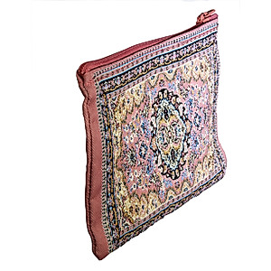 Unique Woman Coin Purse - Card Case - Floral Design - Fabric Oriental Rug (Pink)