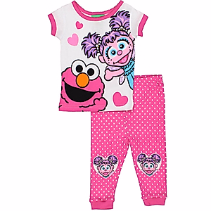 Sesame Street Elmo and Abby Cadabby Toddler Girls Cotton Pajamas Set (3T, Elmo Abby Pink)