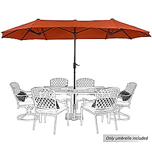PHI VILLA 13ft Outdoor Market Umbrella Double-Sided Twin Large Patio Umbrella with Crank, Orange Red