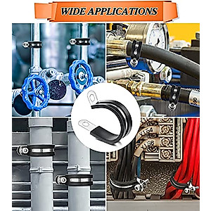 60PCS Cable Clamps Assortment Kit, Camtek Stainless Steel Rubber Cushion Pipe Clamps Hose Clamps Metal Clamp Fuel Line Hose Water Pipe Air Tubing Clamp 7 Sizes 1/4'' 5/16'' 3/8'' 1/2'' 5/8'' 3/4'' 1''