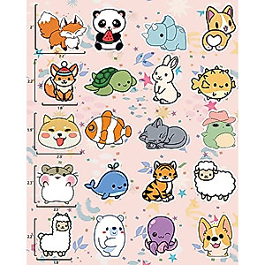 swanticker 100 Pieces of Cute Animal Stickers for Kids. Waterproof Vinyl Sticker - Aesthetic Sticker Bag for laptops, Water Bottles, Skateboards, Mobile Phones, Guitars, Teenagers, Boys and Girls