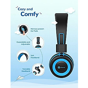 iClever [2 Pack Kids Headphones with Microphone, Safe Volume Limited 85dB/94dB - Wired Headphones for Kids Boys Girls, Foldable Headphones for Online School/Travel/iPad, Black&Pink