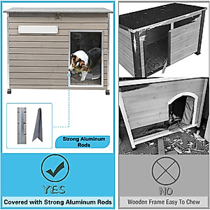 Gowoodhut Dog House Outdoor & Indoor Wooden Dog Kennel for Medium to Large Dogs,43.6" L Natural Fir Wood Dog Houses with Weatherproof Roof,Removable Floors,Raised Feet