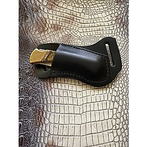 Leather Pocket Right Hand Knife Sheath Fits Buck 110 or Buck 112, Folding Knife Sheath for Belt, Black, Sheath Only