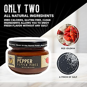 Ghost Pepper - Louisiana Pepper Exchange - Fresh Pepper Replacement (Ghost Pepper Puree) 1 Jar - Plant-Based, Gluten-Free, Simple Ingredients. Super hot chili pepper, great for hot wings, add to BBQ Sauce, Bloody Mary